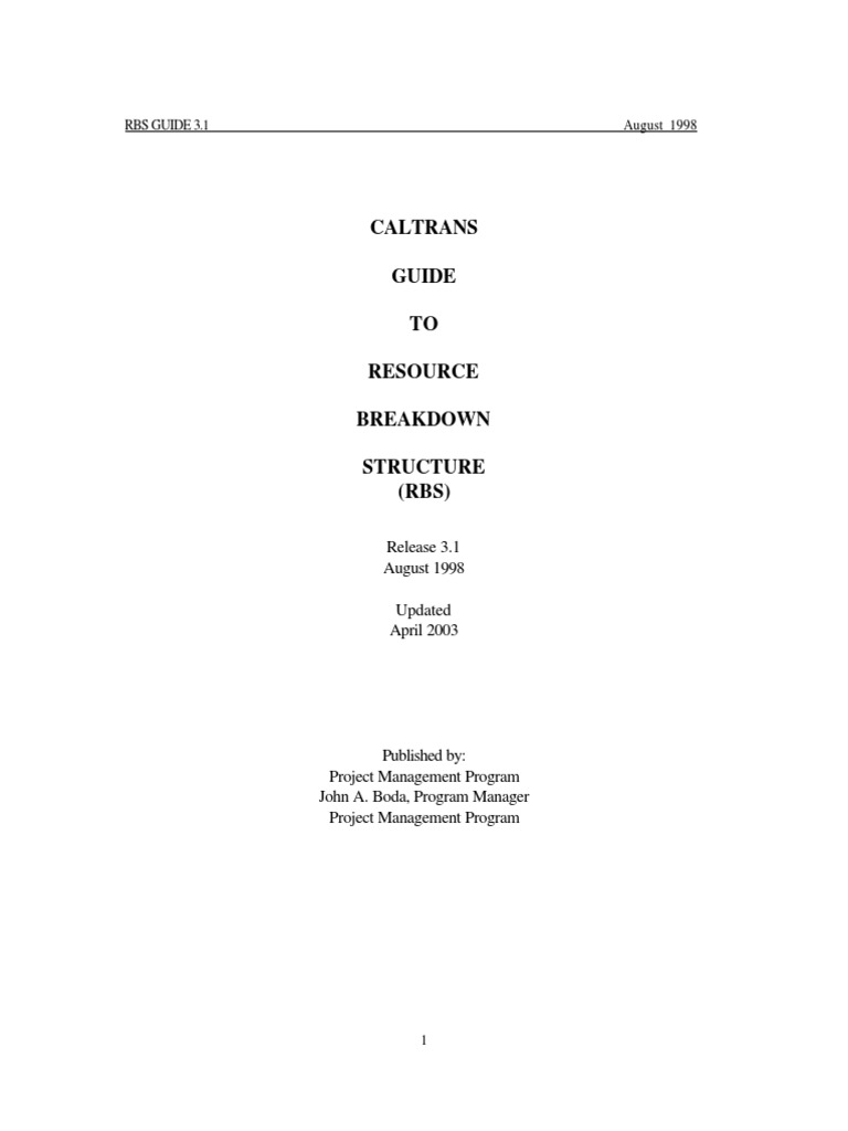 Resource Breakdown Structure - RBS Model | PDF | Information Security ...