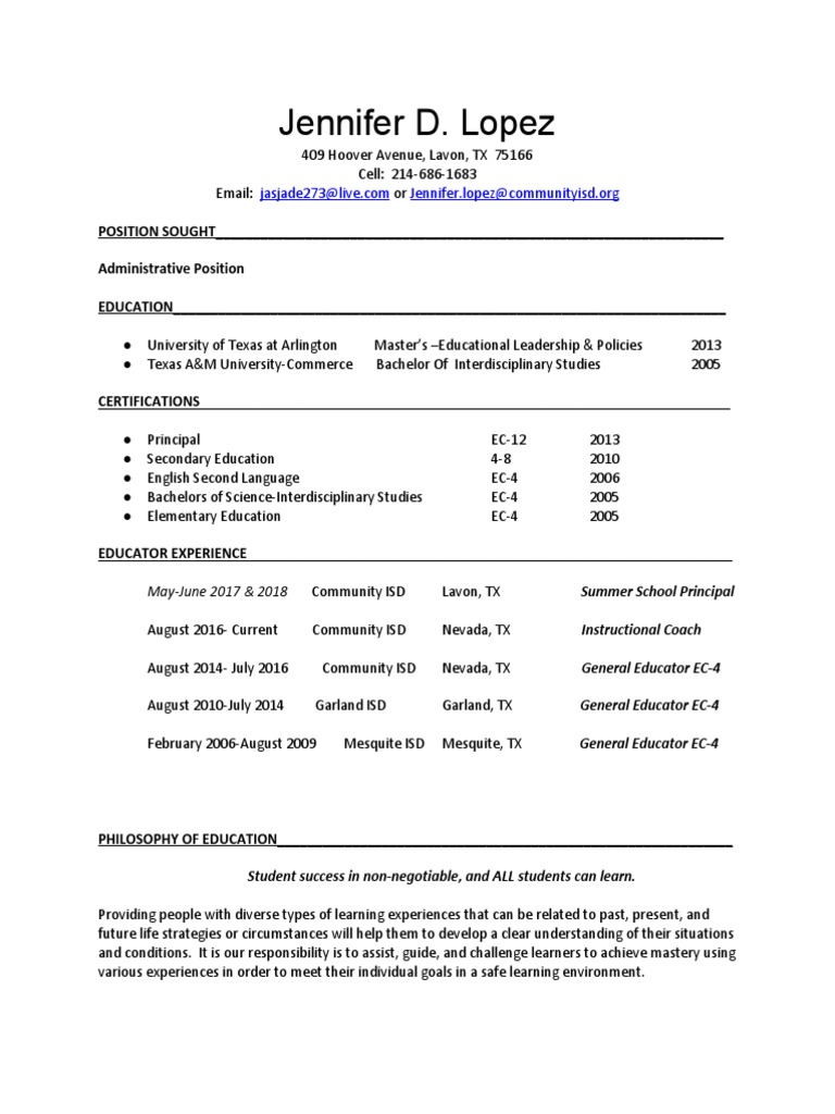 Jennifer Lopez Resume | PDF
