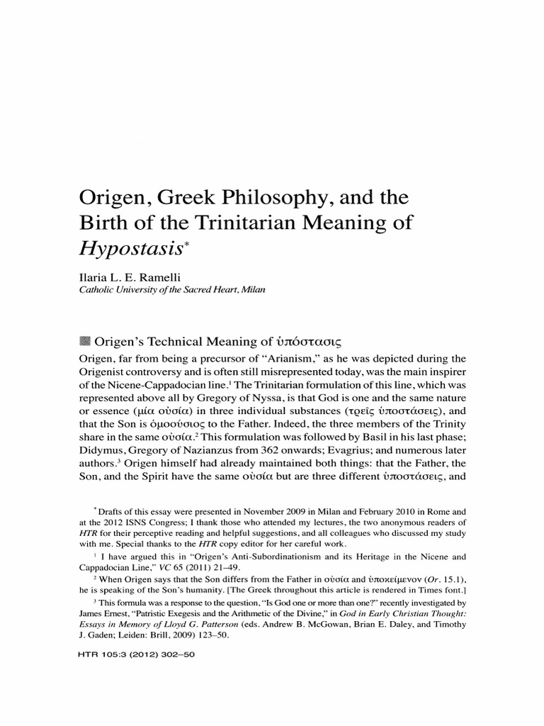 Ilaria L. E. Ramelli - Origen, Greek Philosophy, and The Birth of The ...