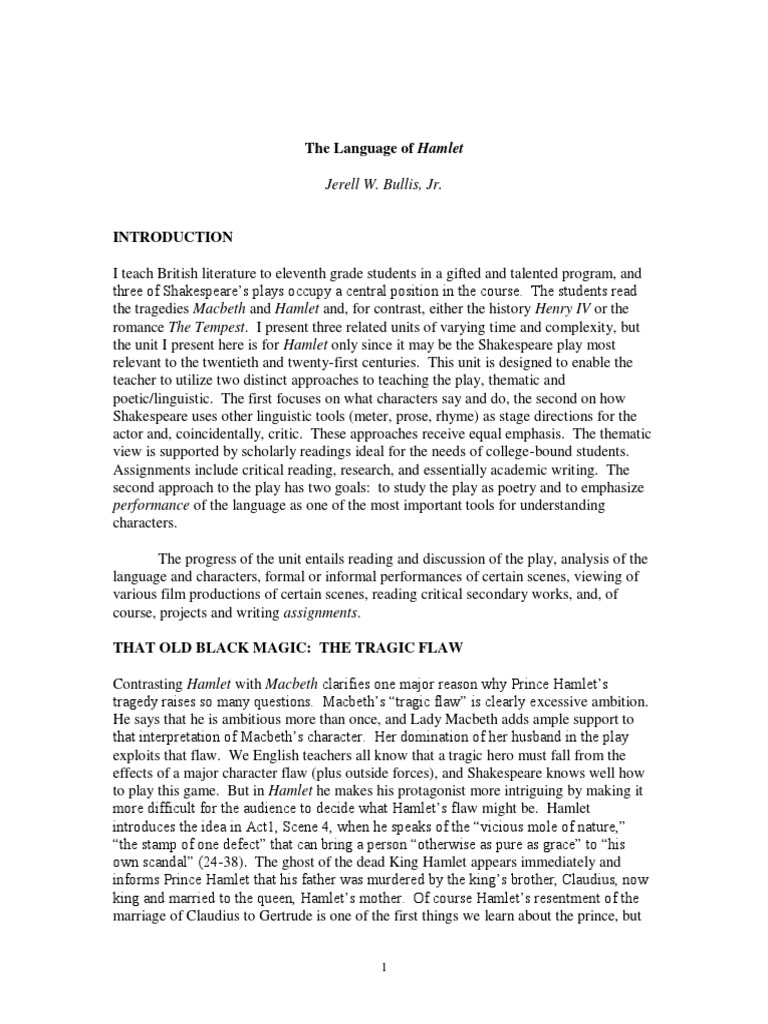 Exploring Hamlet's Tragic Flaw: A Multi-Faceted Approach to ...