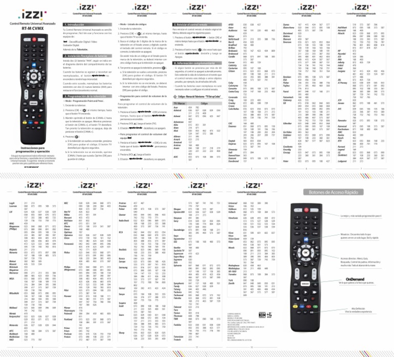 Control Remoto Izzi PDF | PDF