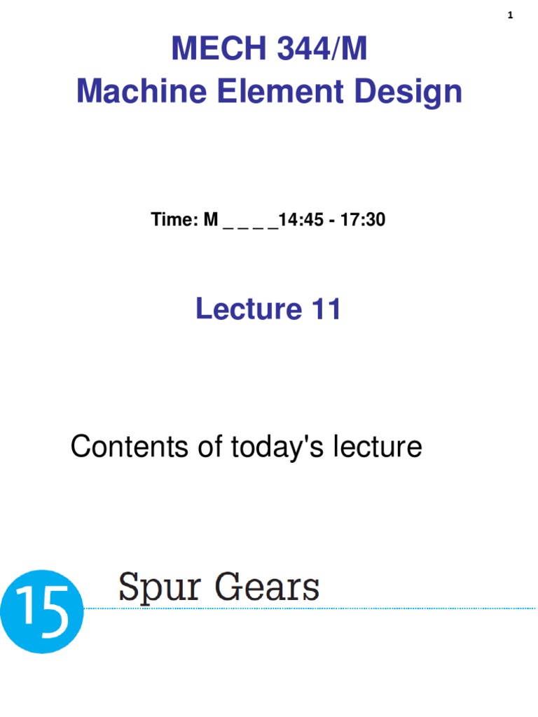 MECH 344/M Machine Element Design | PDF | Gear | Strength Of Materials