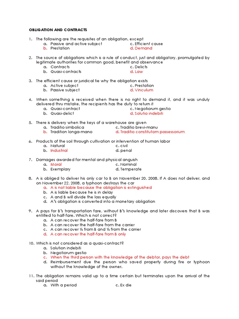 LAW Questions | PDF | Law Of Obligations | Guarantee