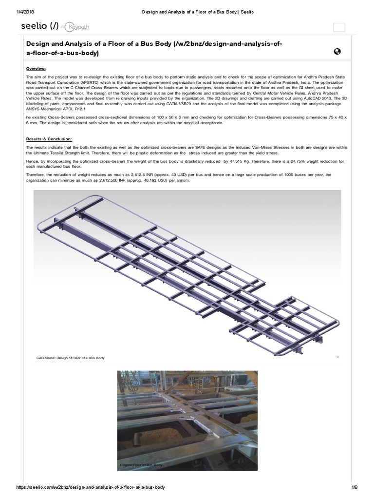 Design and Analysis of A Floor of A Bus Body | PDF | Bus | Stress ...