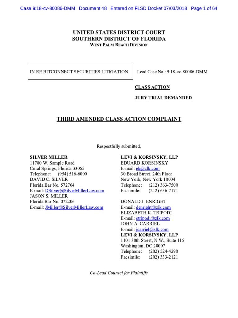 2018-7-3 - de 48 - Third Amended Class Action Complaint | PDF | Civil ...