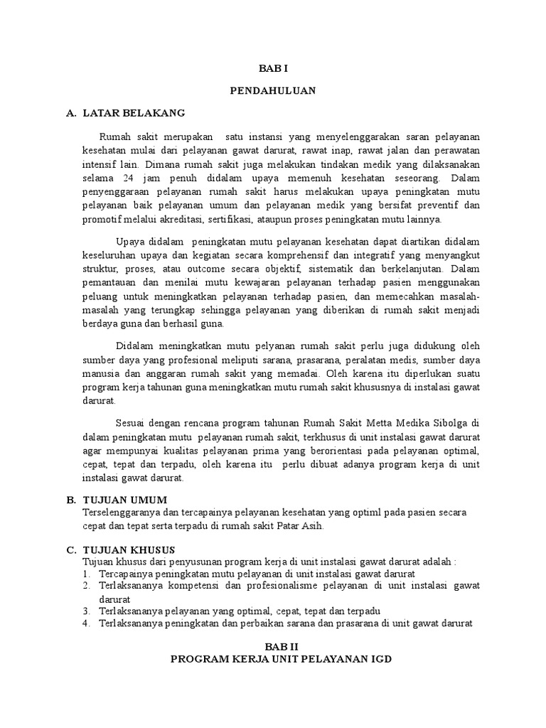 Program Kerja Igd | PDF