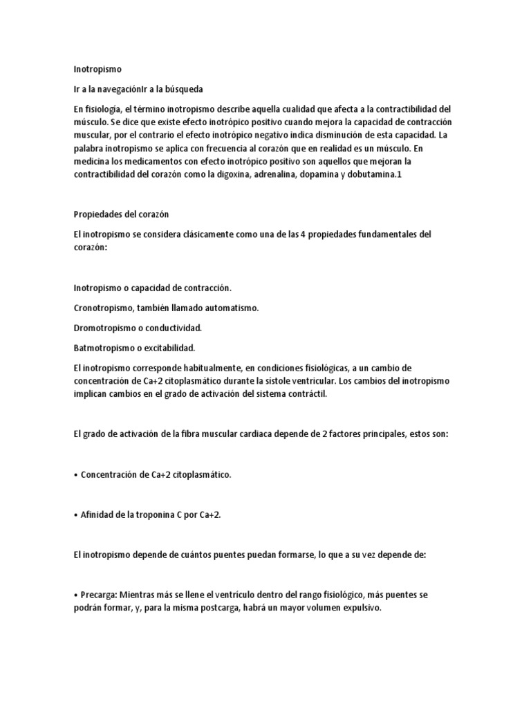 Definición de Inotropismo Cardíaco | PDF