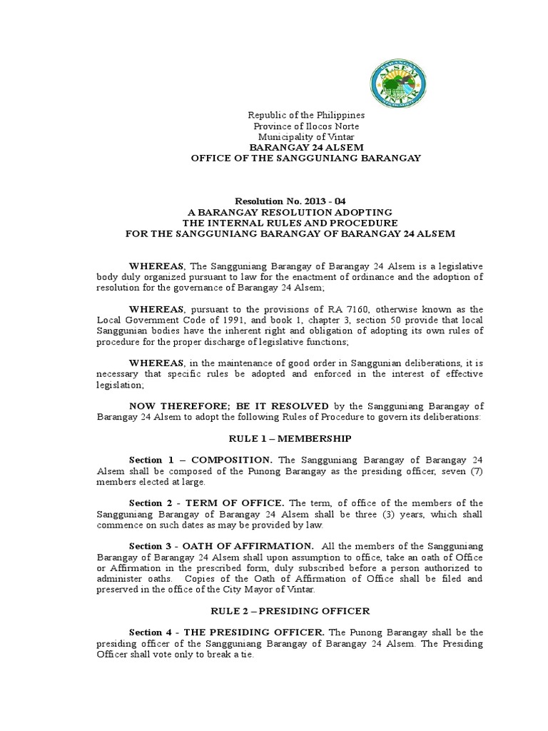 sample-internal-rules-and-procedure-quorum-oath-of-office