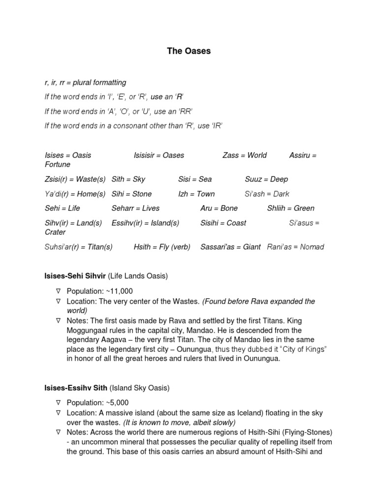 The Oases: Isises-Sehi Sihvir (Life Lands Oasis) | PDF | Volcano ...