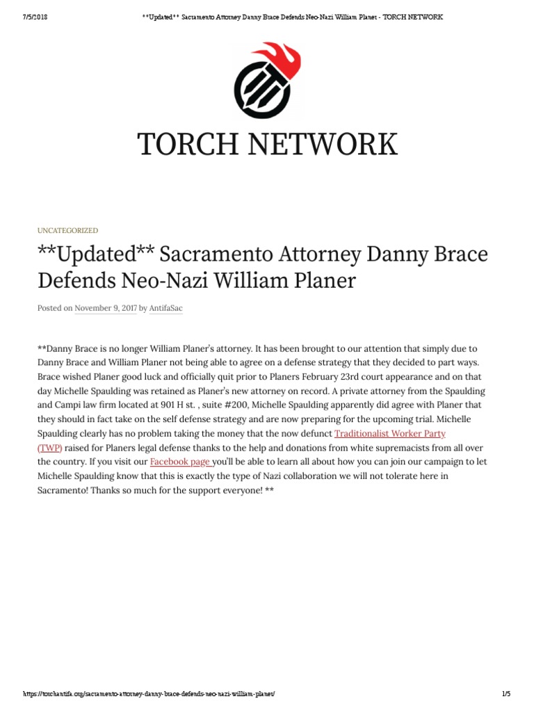 Exhibit 5 - Sacramento Attorney Danny Brace Defends Neo-Nazi William ...