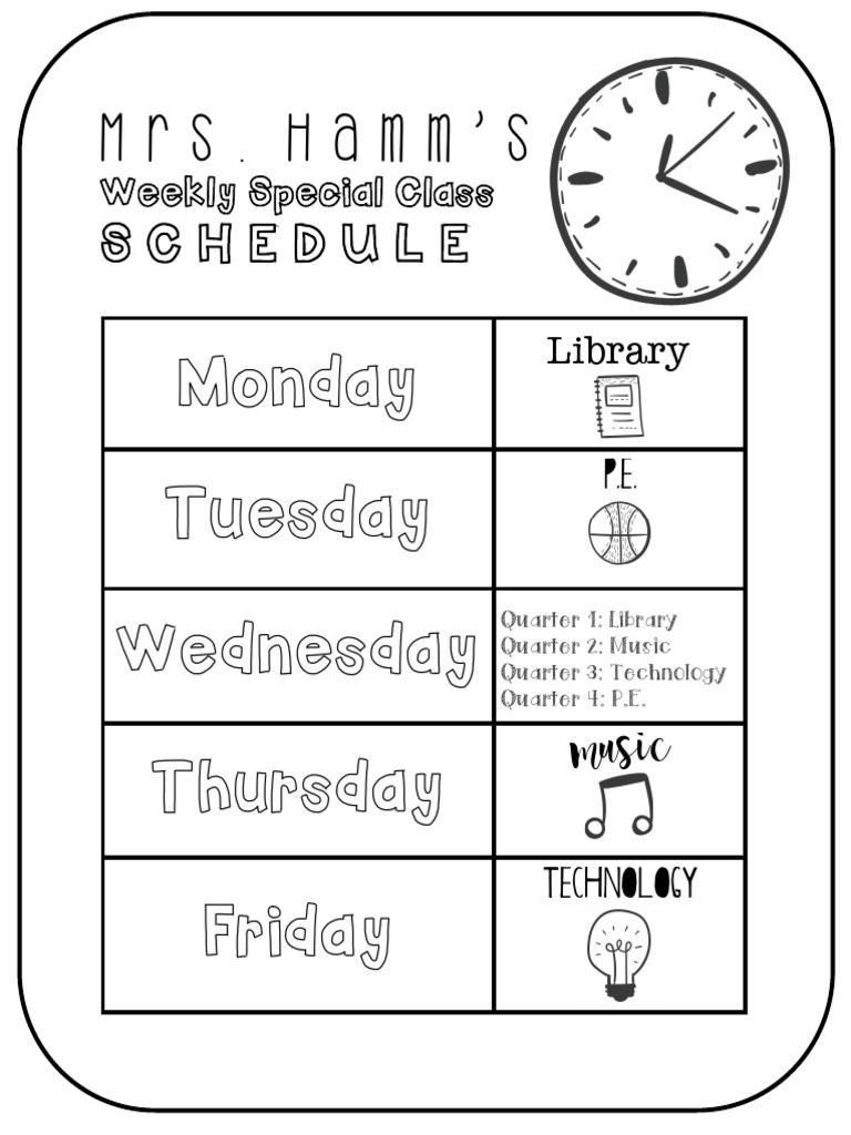 Weekly Specials Class Schedule | PDF
