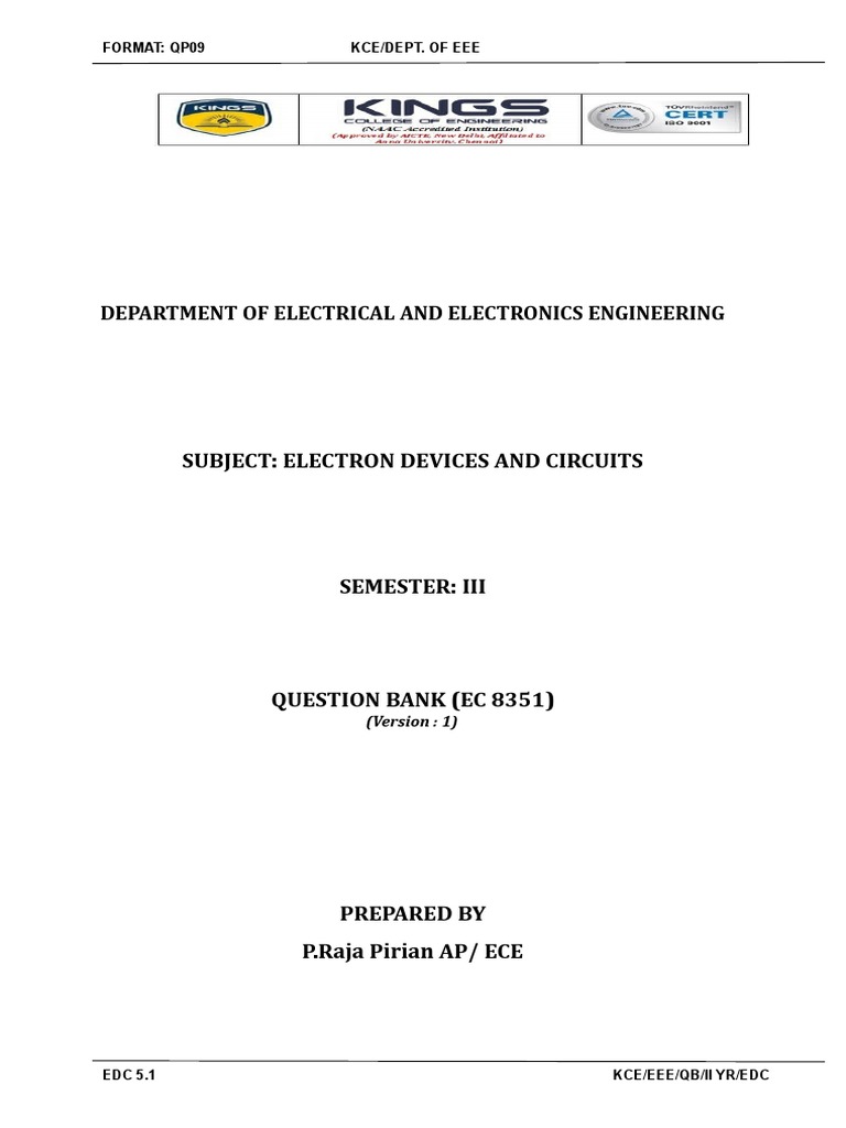 Electronic Devices and Circuits. | PDF | Amplifier | Field Effect ...