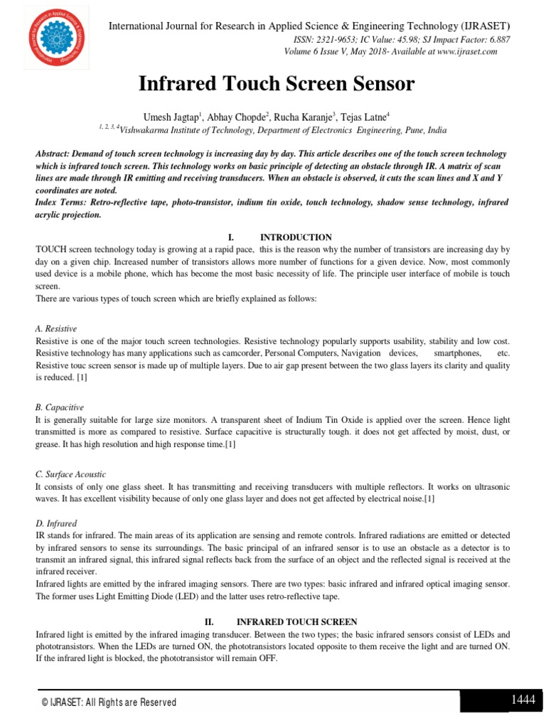 Infrared Touch Screen Sensor | PDF | Touchscreen | Infrared