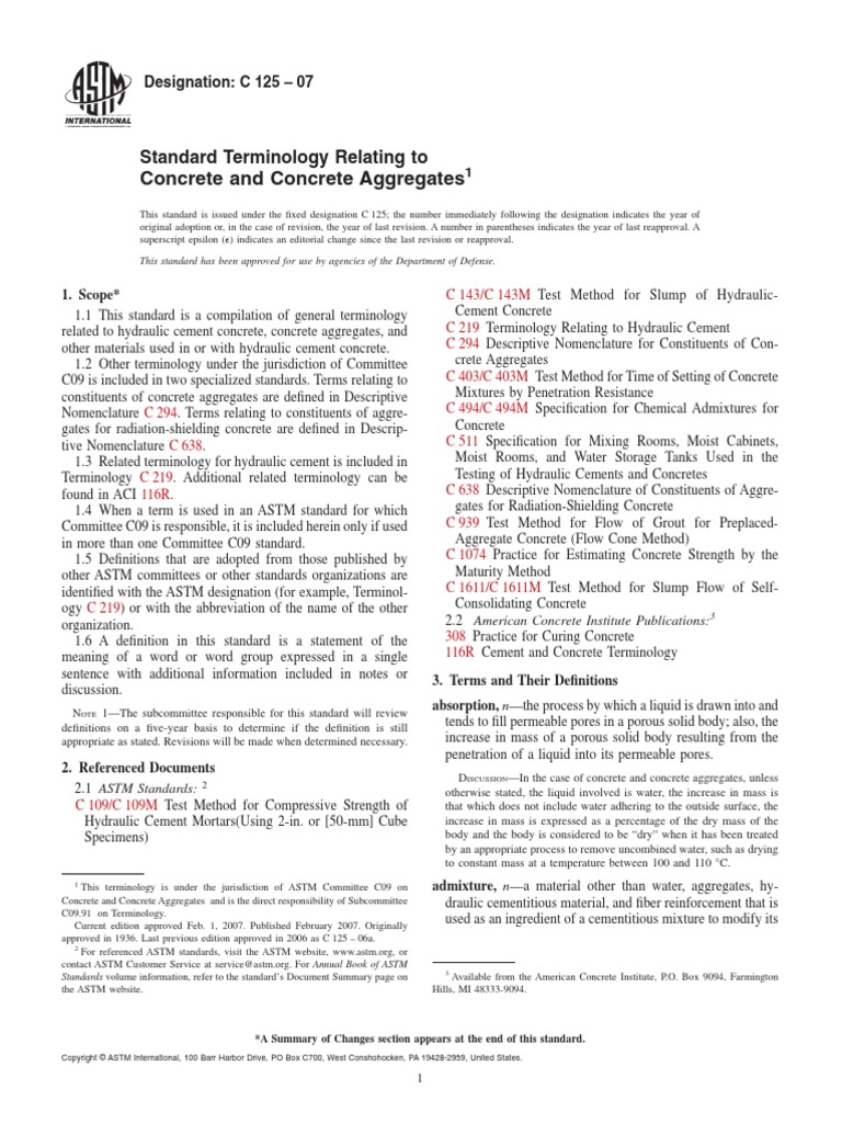 Astm C125 PDF | PDF | Construction Aggregate | Concrete