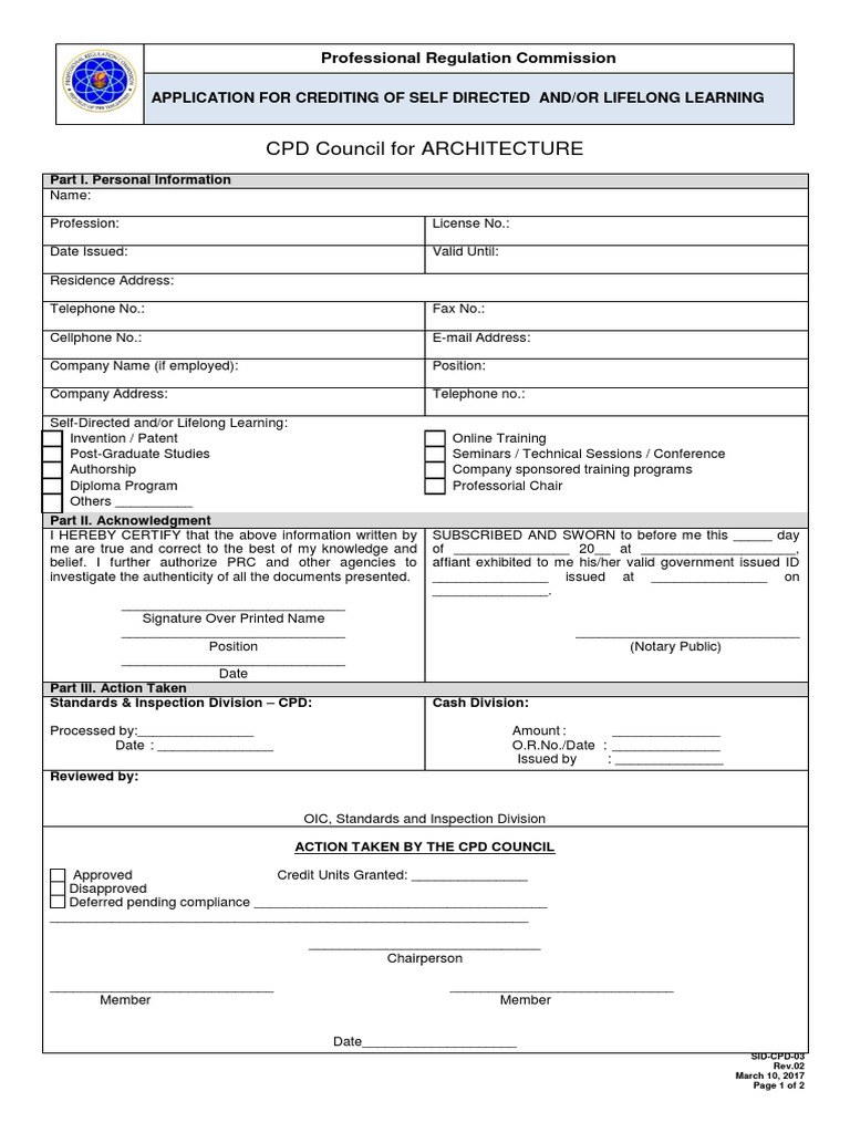 Application For Crediting of Self-Directed and Lifelong Learning | PDF ...