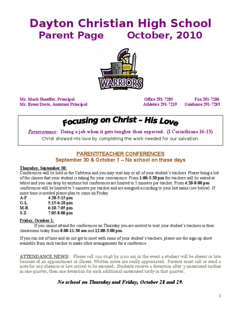 Dayton Christian High School Parent Updates | PDF | Physical Education ...
