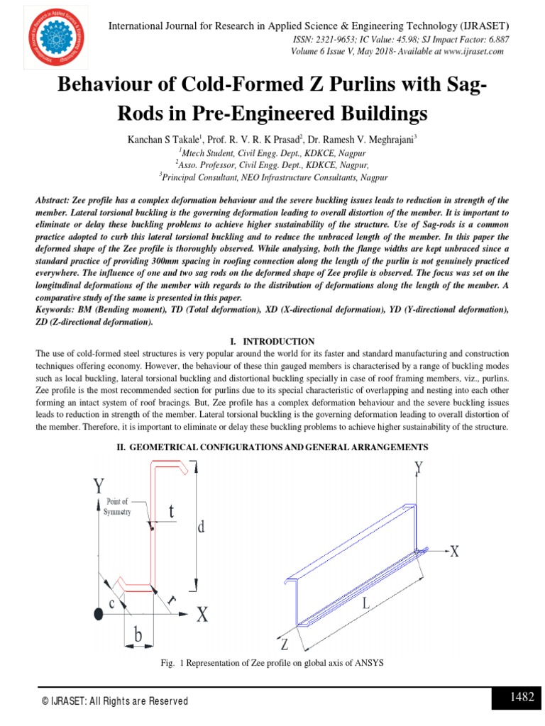 Behaviour of Cold-Formed Z Purlins With Sag-Rods in Pre-Engineered ...