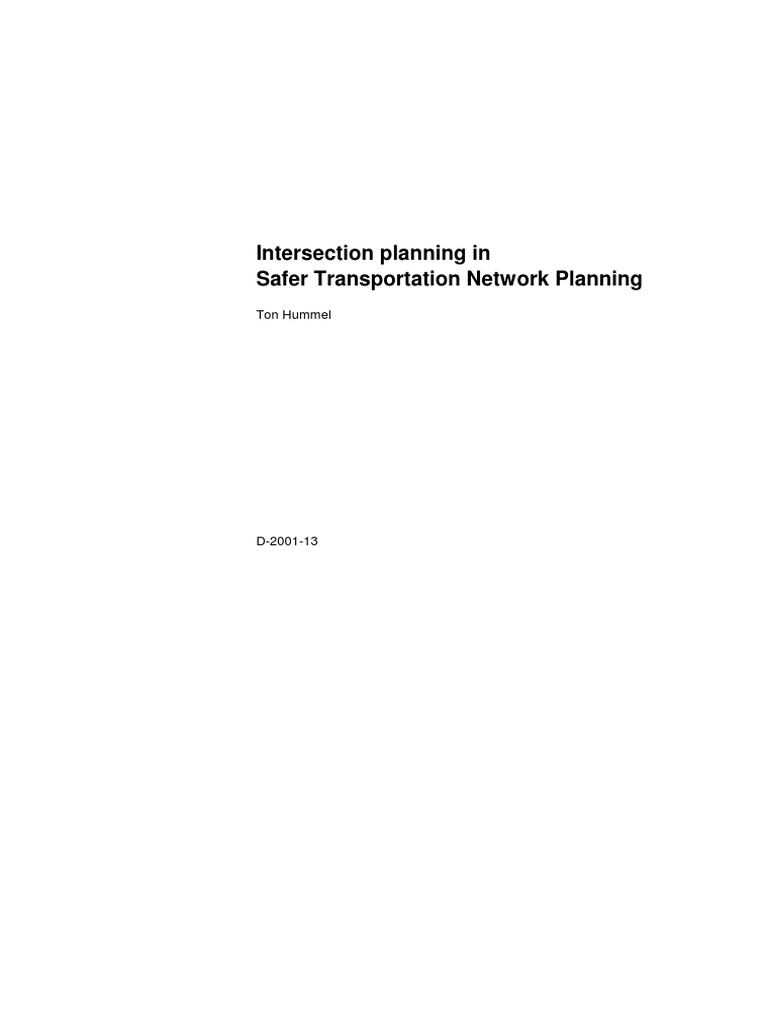 Intersection Planning in Safer Transportation Network Planning | PDF ...