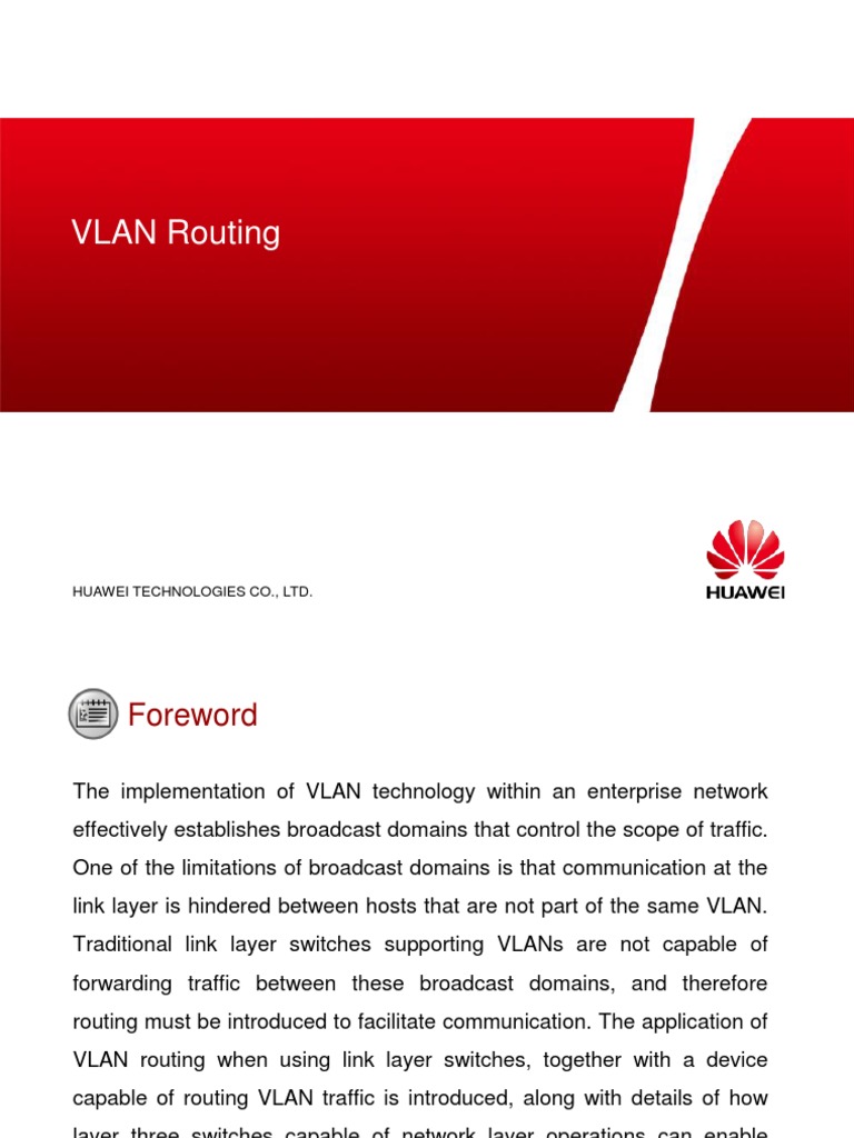 VLAN Routing: Huawei Technologies Co., LTD | PDF | Network Switch | Routing