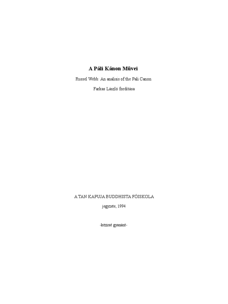 A Páli Kánon Művei | PDF