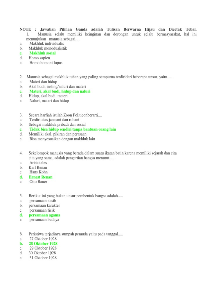 Soal Semester 1 PKN Kelas Xi | PDF