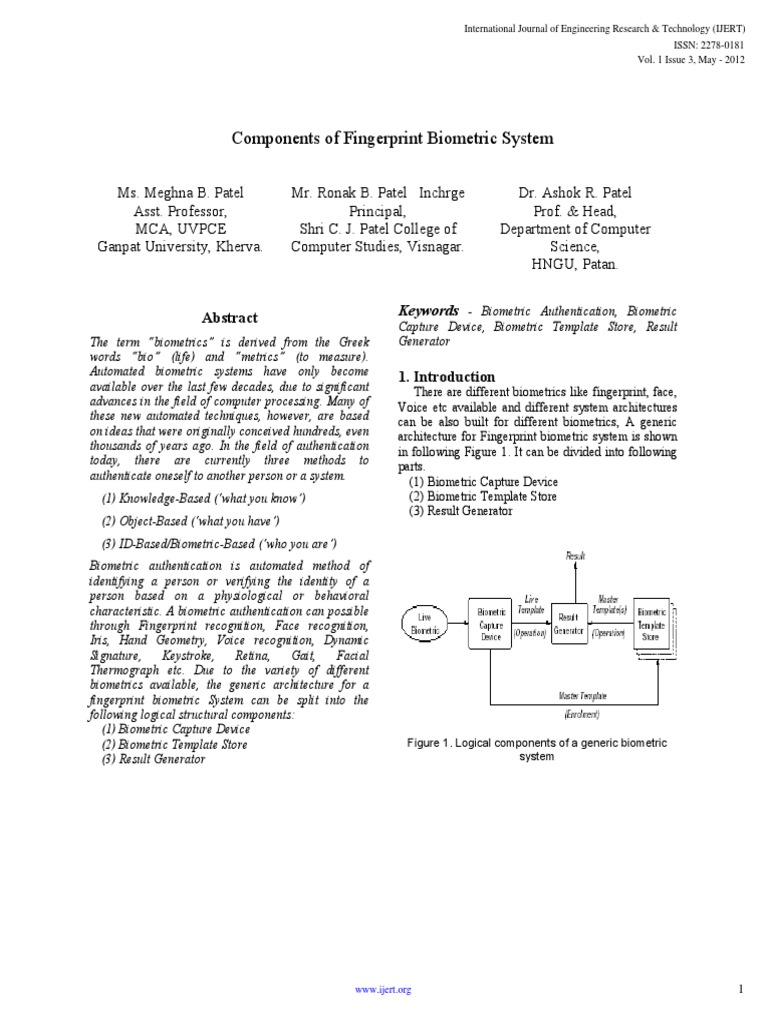 Biometric Systems Components ES | PDF | Fingerprint | Biometrics