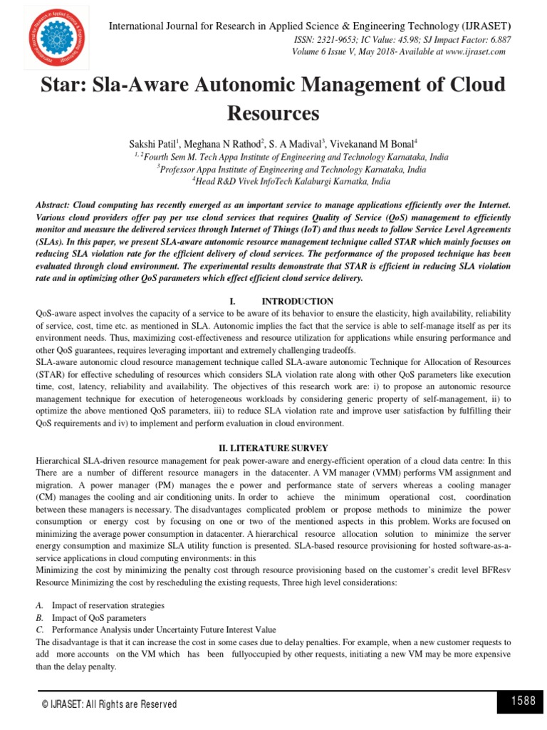 Star: Sla-Aware Autonomic Management of Cloud Resources | PDF | Quality ...