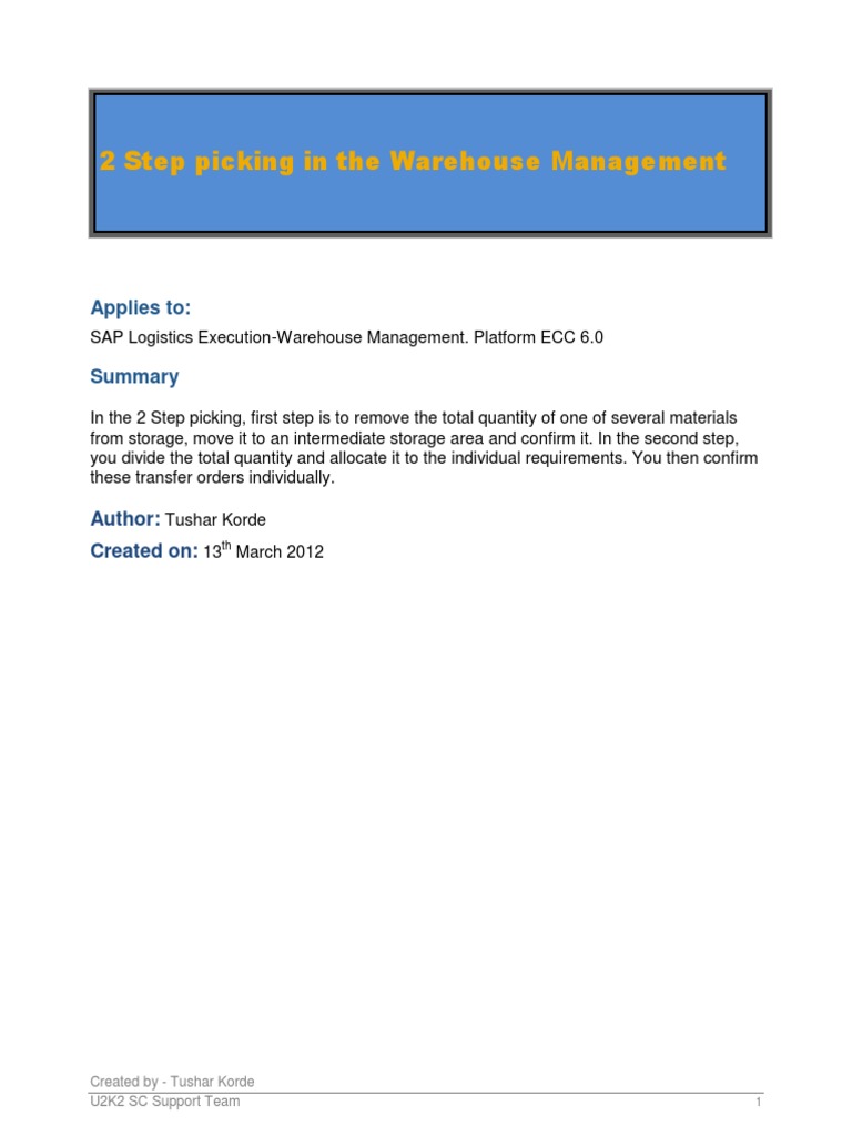 2-Step Picking in SAP Warehouse Management | PDF | Warehouse | Business