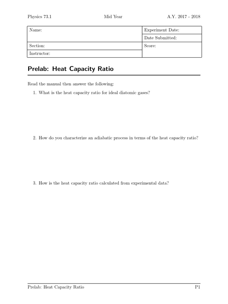 Heat Capacity Ratio | PDF | Gases | Heat Capacity
