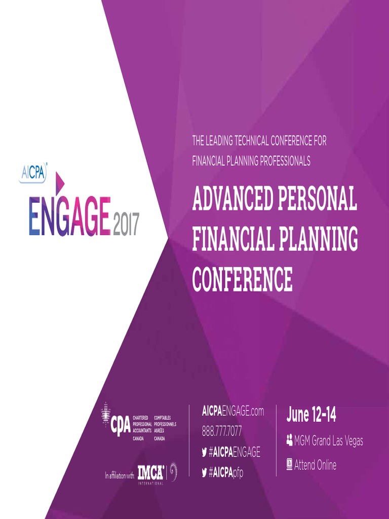 Advanced Personal Financial Planning Conference: June 12-14 | PDF | 401 ...