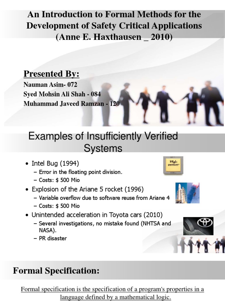 An Introduction To Formal Methods For The Development of Safety ...