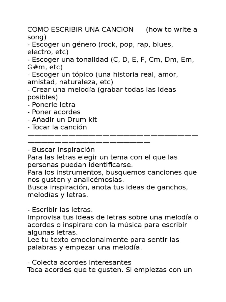 Como Escribir Una Cancion | PDF | Acorde (Música) | Armonía