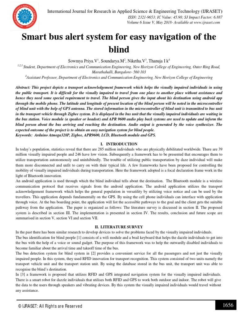 Smart Bus Alert System For Easy Navigation of The Blind | Download Free ...