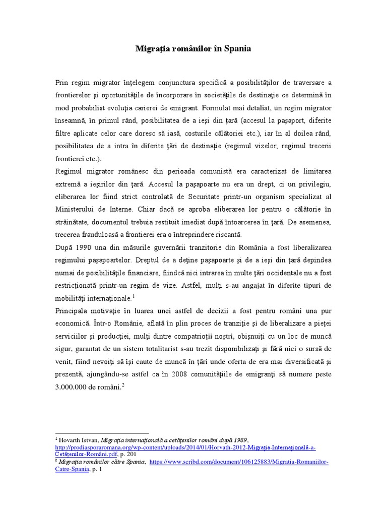 Migratia Romanilor in Spania | PDF