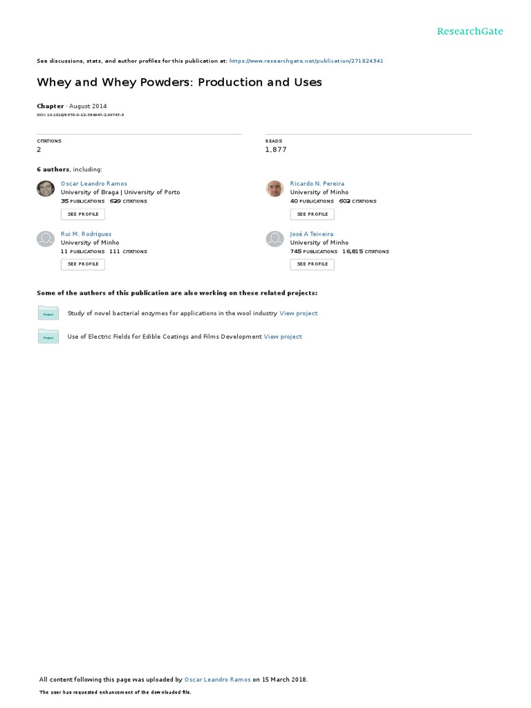 Whey and Whey Powders Production and Uses | Download Free PDF ...