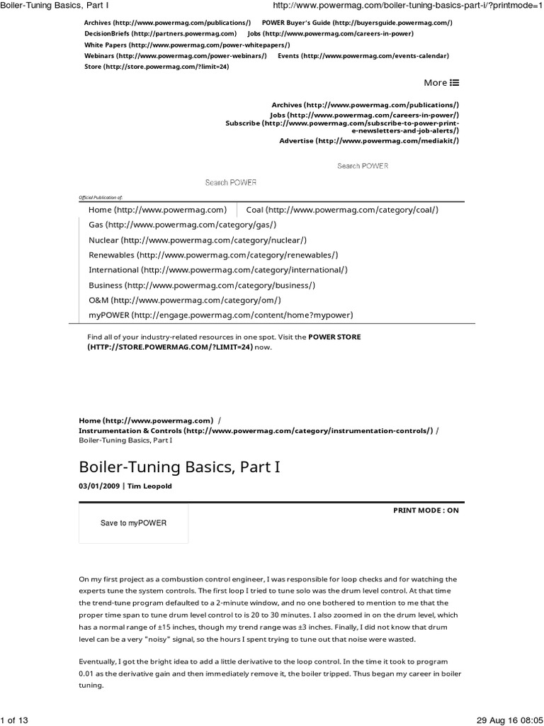 Boiler-Tuning Basics, Part I | PDF | Boiler | Furnace