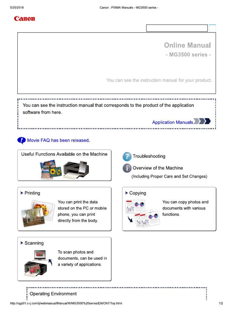 Canon PIXMA Manuals - MG3500 Series PDF | PDF