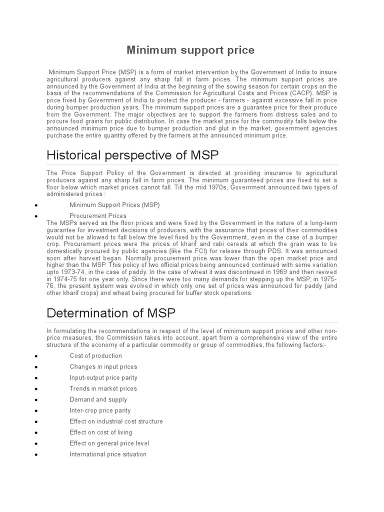 Historical Perspective of MSP: Minimum Support Price | Download Free ...