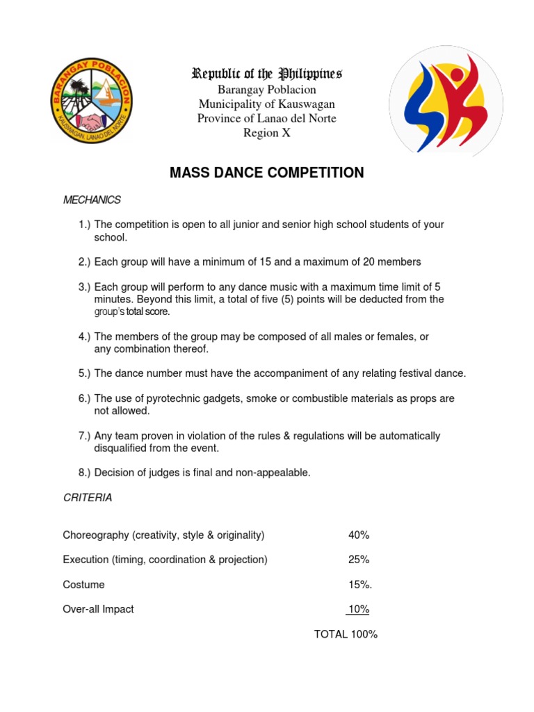Mass Dance Competition: Republic of The Philippines | PDF ...