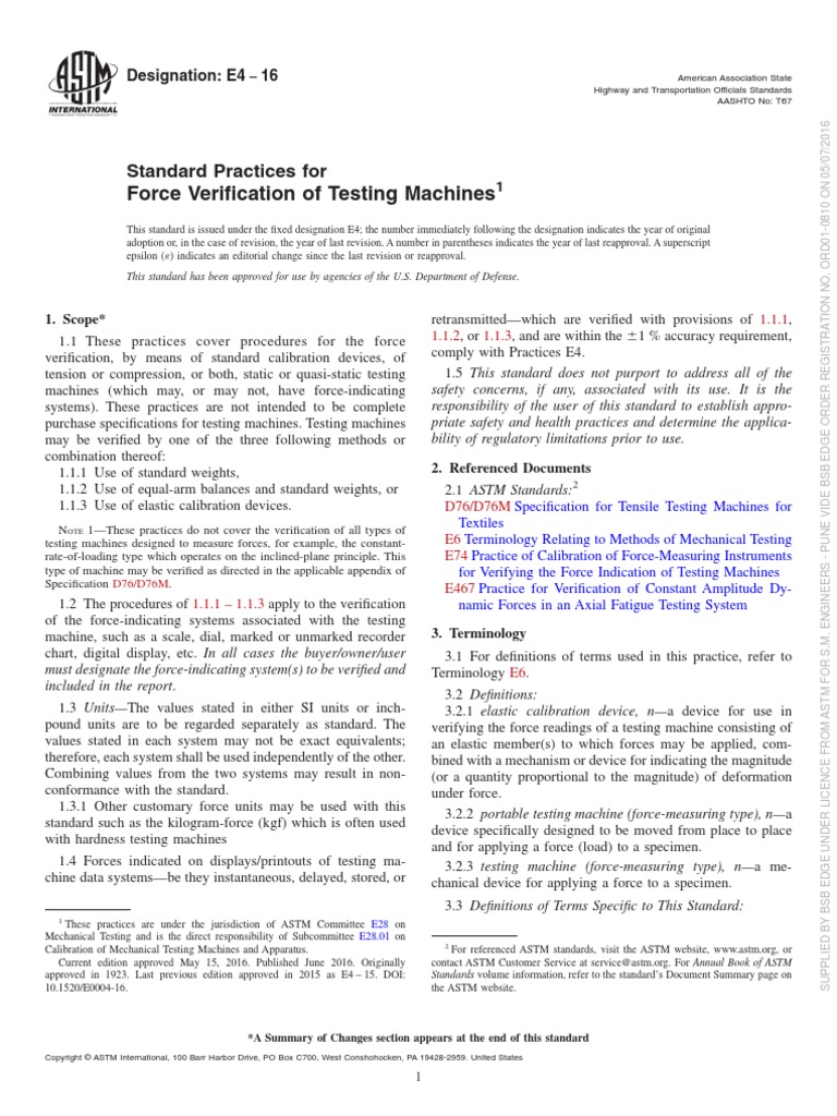 Astm e 4 - 16 | PDF | Weight | Calibration
