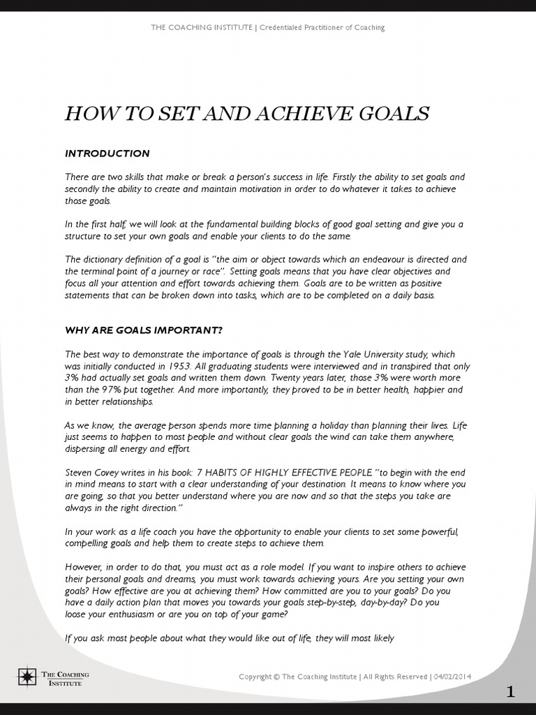 How To Set and Achieve Goals | PDF | Motivation | Motivational
