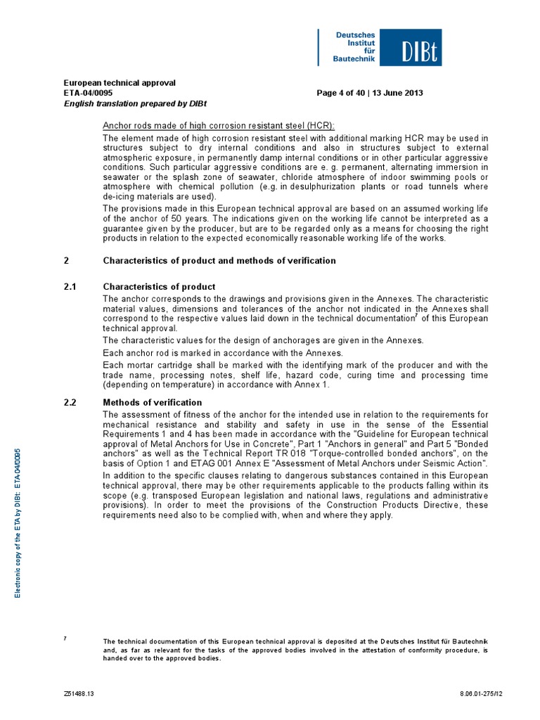 English Translation Prepared by Dibt: European Technical Approval Eta ...