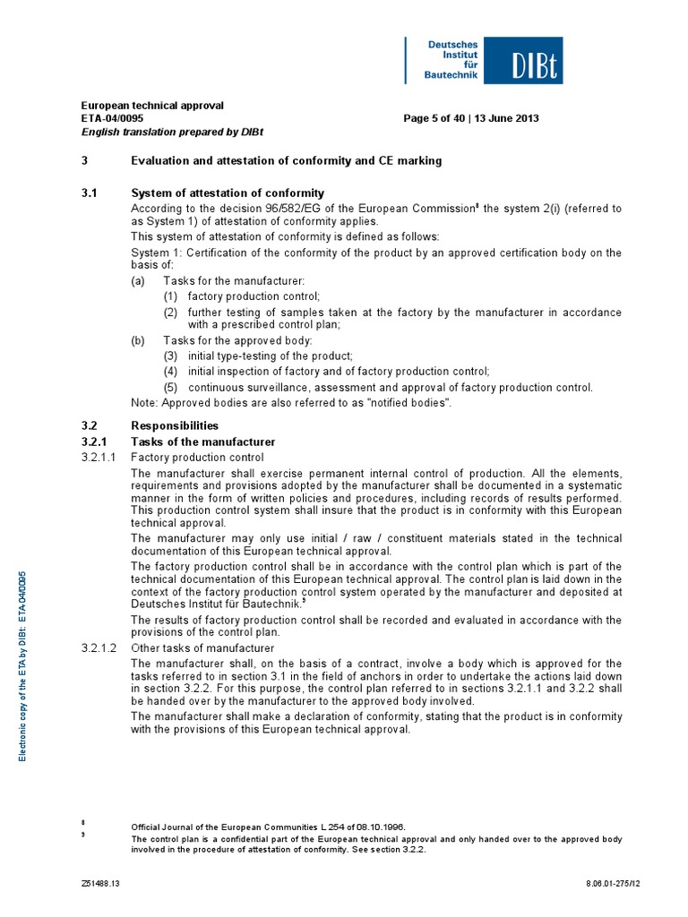 3 Evaluation and Attestation of Conformity and CE Marking 3.1 System of ...