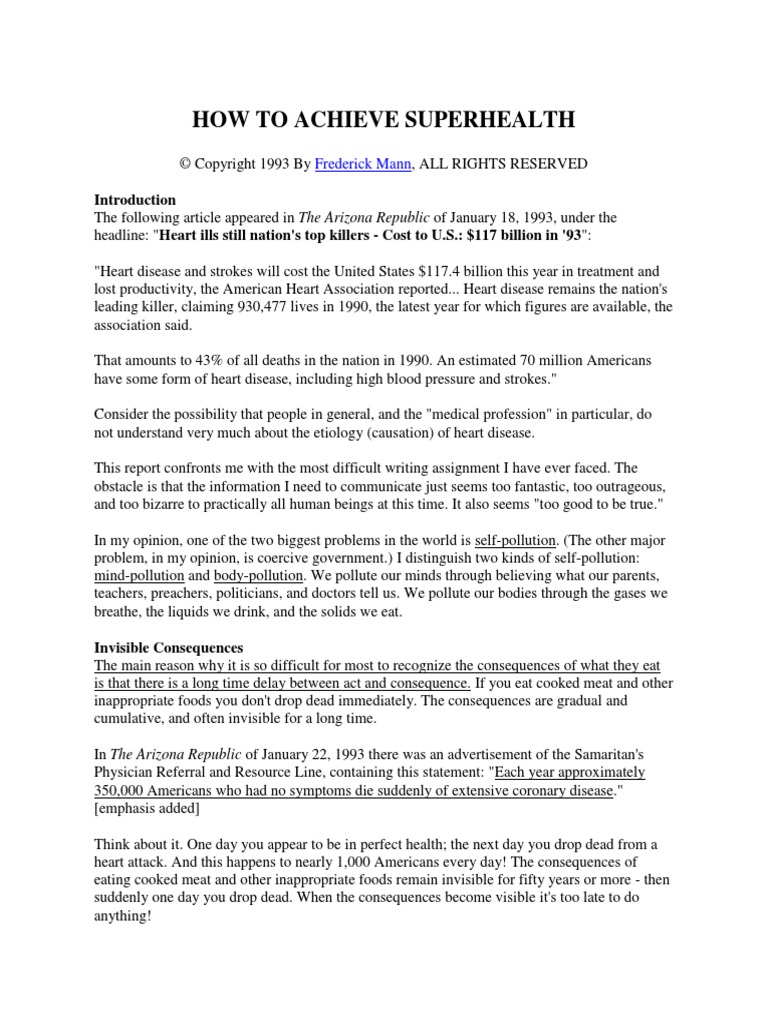 How To Achieve Superhealth | PDF | Foods | Nutrition