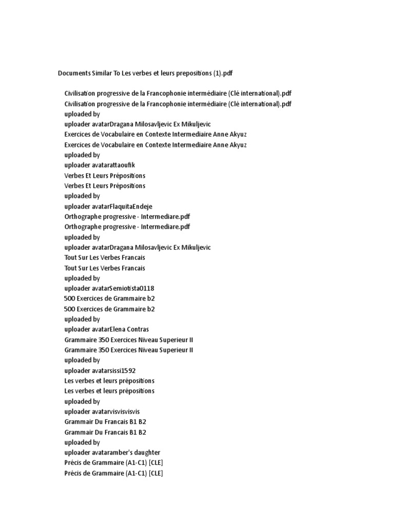 Les Verbes + Prepositions X | PDF | Semantic Units | Syntax