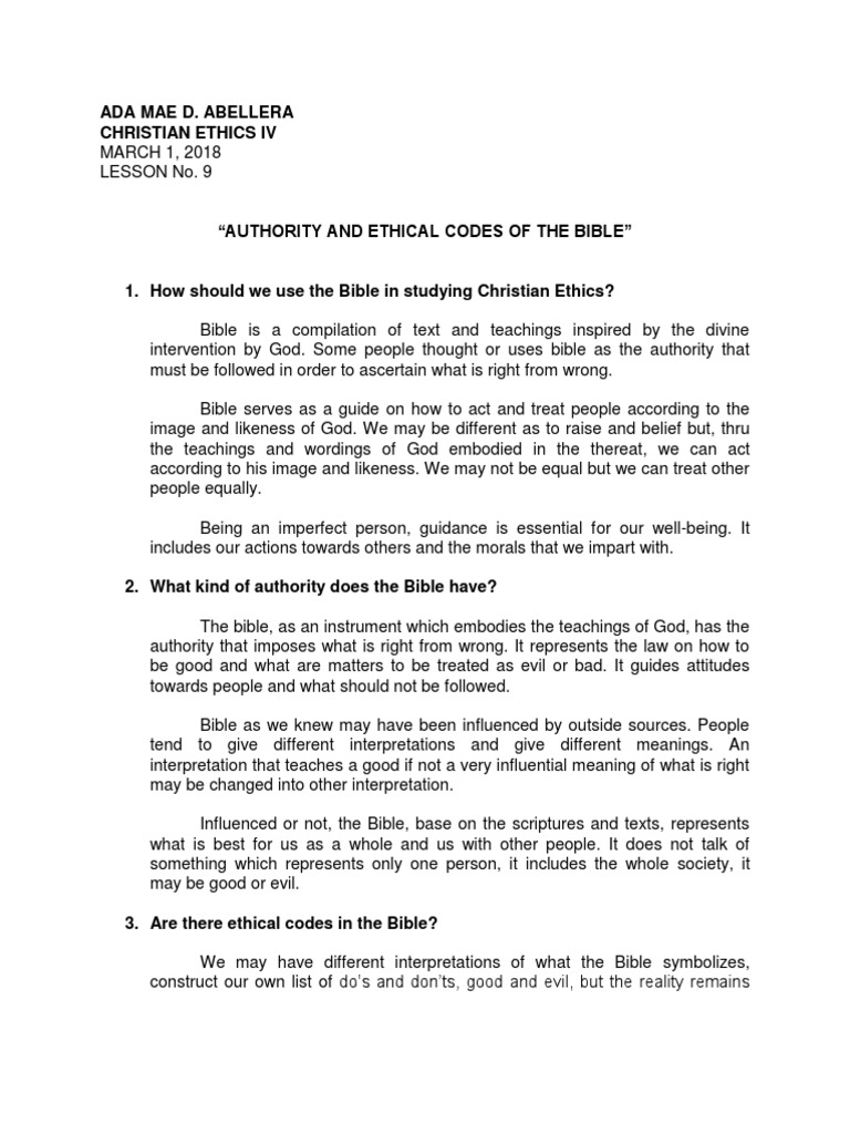 Biblical Authority in Christian Ethics | PDF | Good And Evil ...