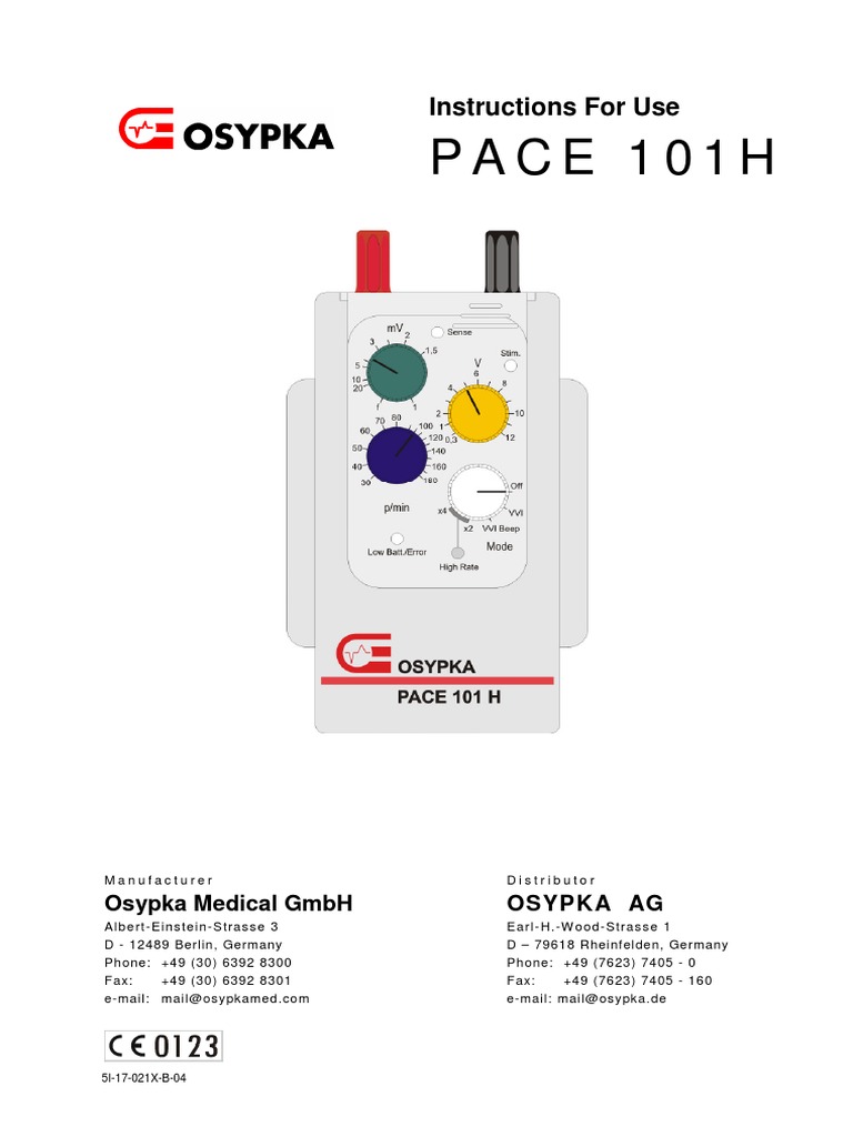 Generador Marcapaso Osypka Pace101h Ifu | PDF | Artificial Cardiac ...