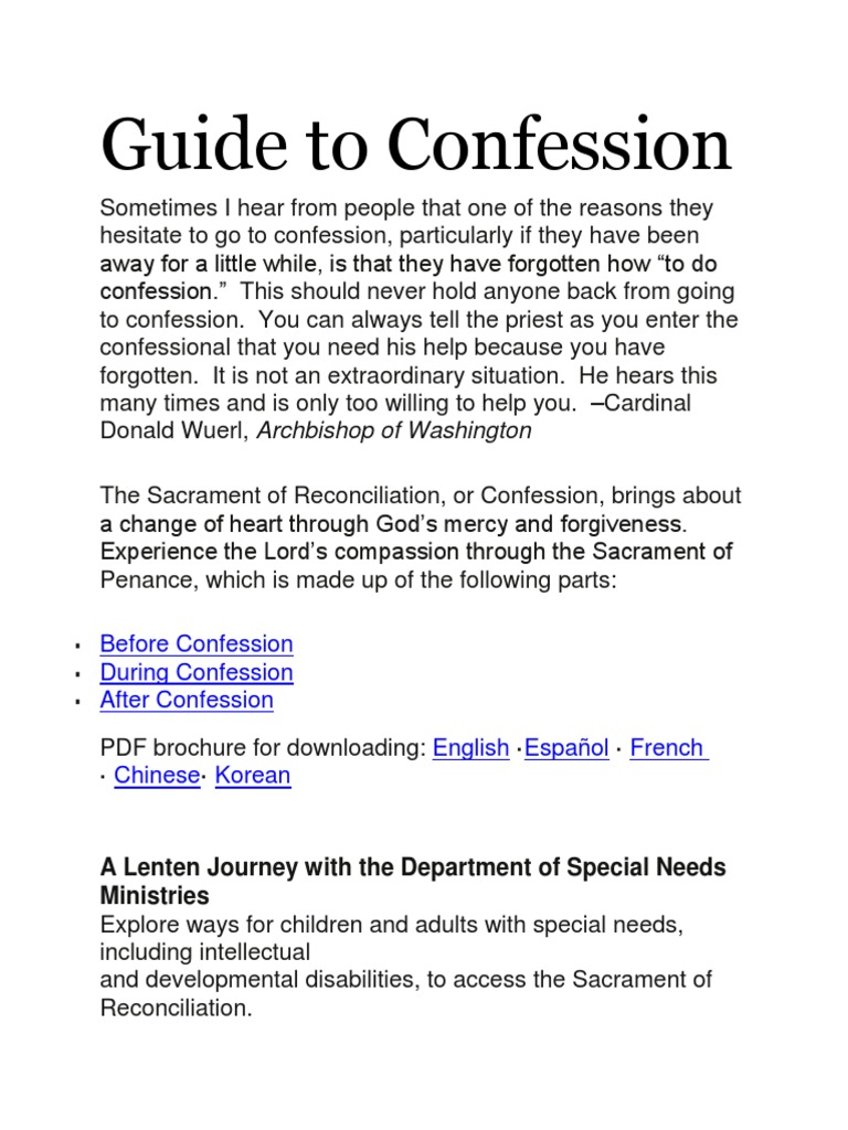 Guide To Confession | PDF | Sacraments | Catholic Theology And Doctrine