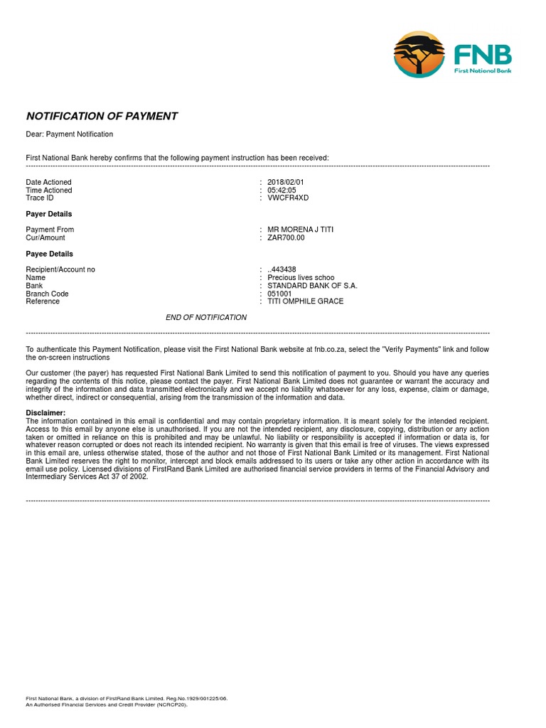 Payment Notification | PDF | Payments | Banks