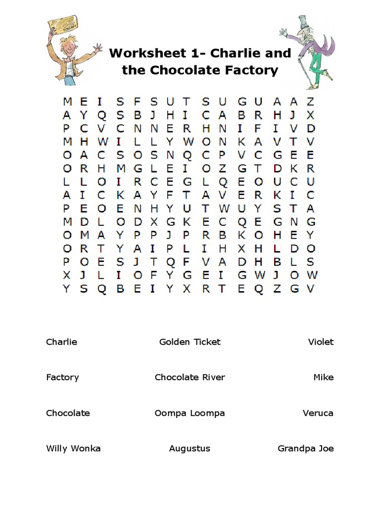Worksheet 1-Charlie and The Chocolate Factory: Charlie Golden Ticket ...